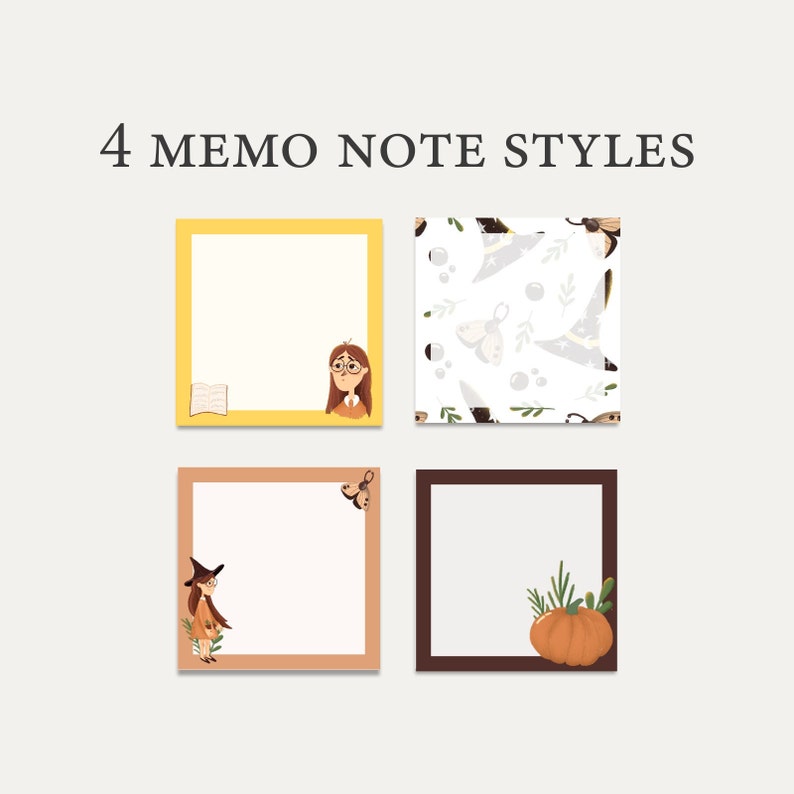 Cozy Halloween Witch Notepad + Sticky Memo Note Printable | 8x11 & A4 ...