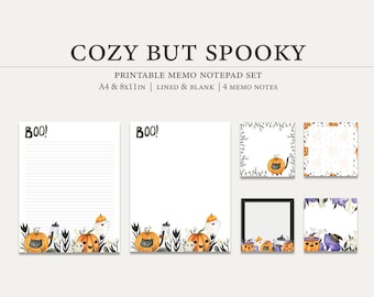 Cozy Halloween Witch Notepad + Sticky Memo Note Printable | 8x11 & A4 ...