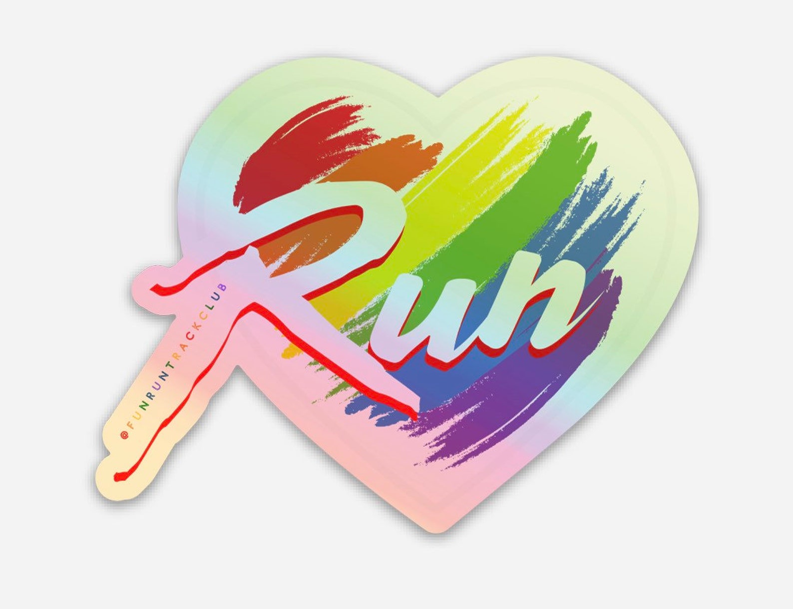 Run Heart Fun Run Track Club Holographic Die Cut Sticker - Etsy