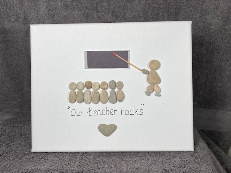 PEBBLE ART Pebble Art Teacher and Students Heart Classroom | Etsy