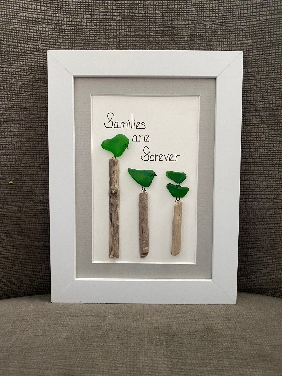 PEBBLE ART, families Are Forever, 5 X 7 White Frame, Gray Matting ...