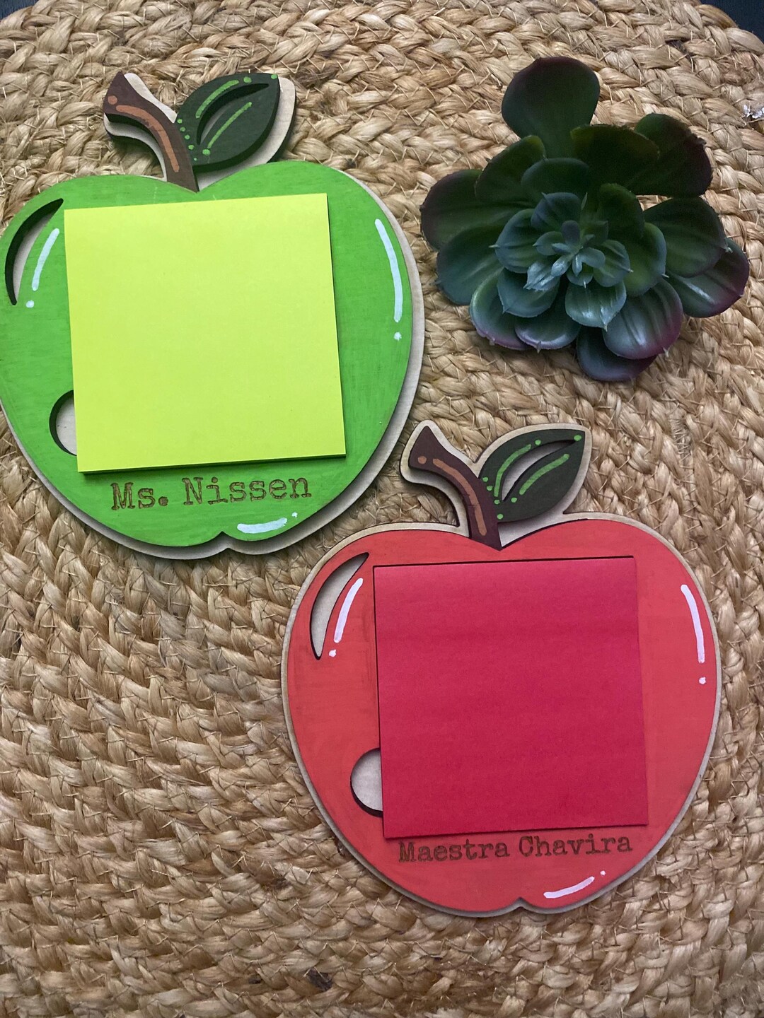 Personalized Apple Shaped Sticky Note Holder - Etsy