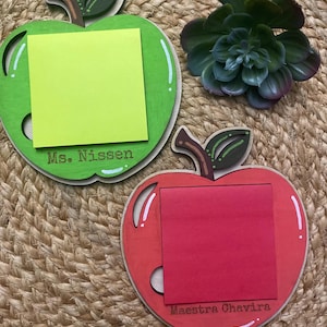 Personalized Apple Shaped Sticky Note Holder - Etsy