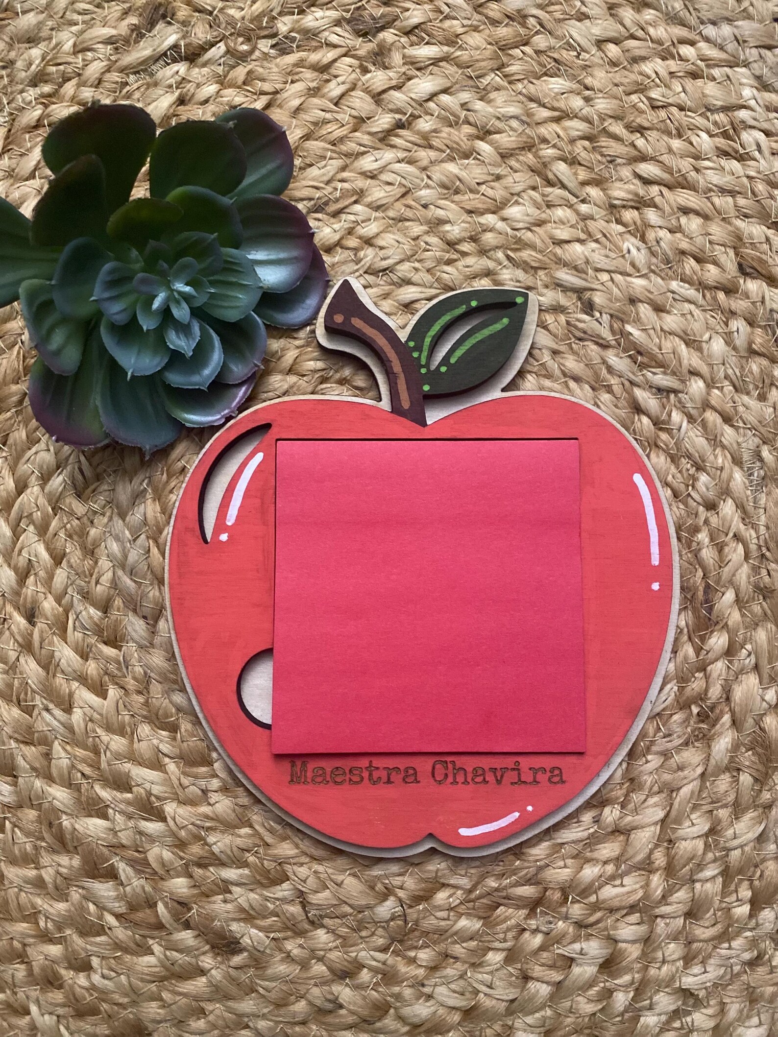 Personalized Apple Shaped Sticky Note Holder - Etsy