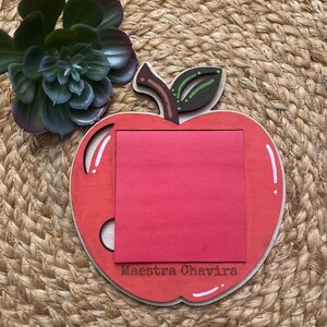 Personalized Apple Shaped Sticky Note Holder - Etsy