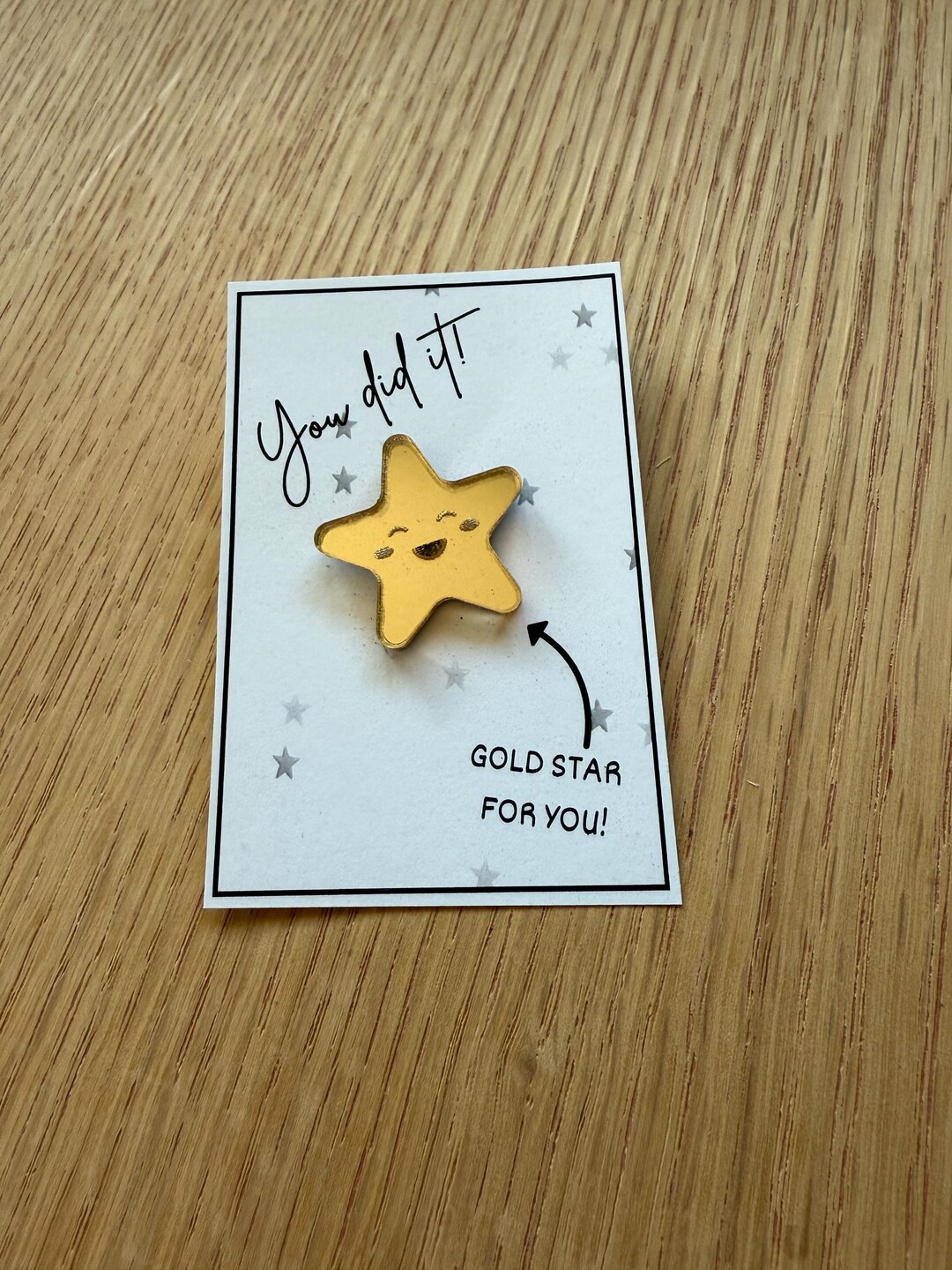 Gold Star Acrylic Pin - Handmade Engraved Badge - Etsy