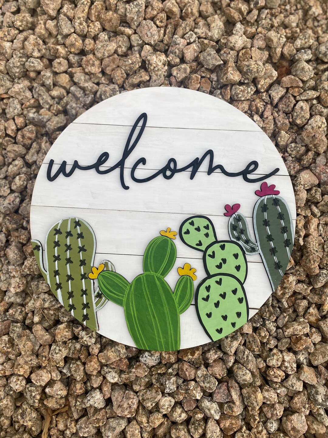 Welcome - Cactus, Saguaro Desert - Round Sign - 15" - Door Sign - Etsy