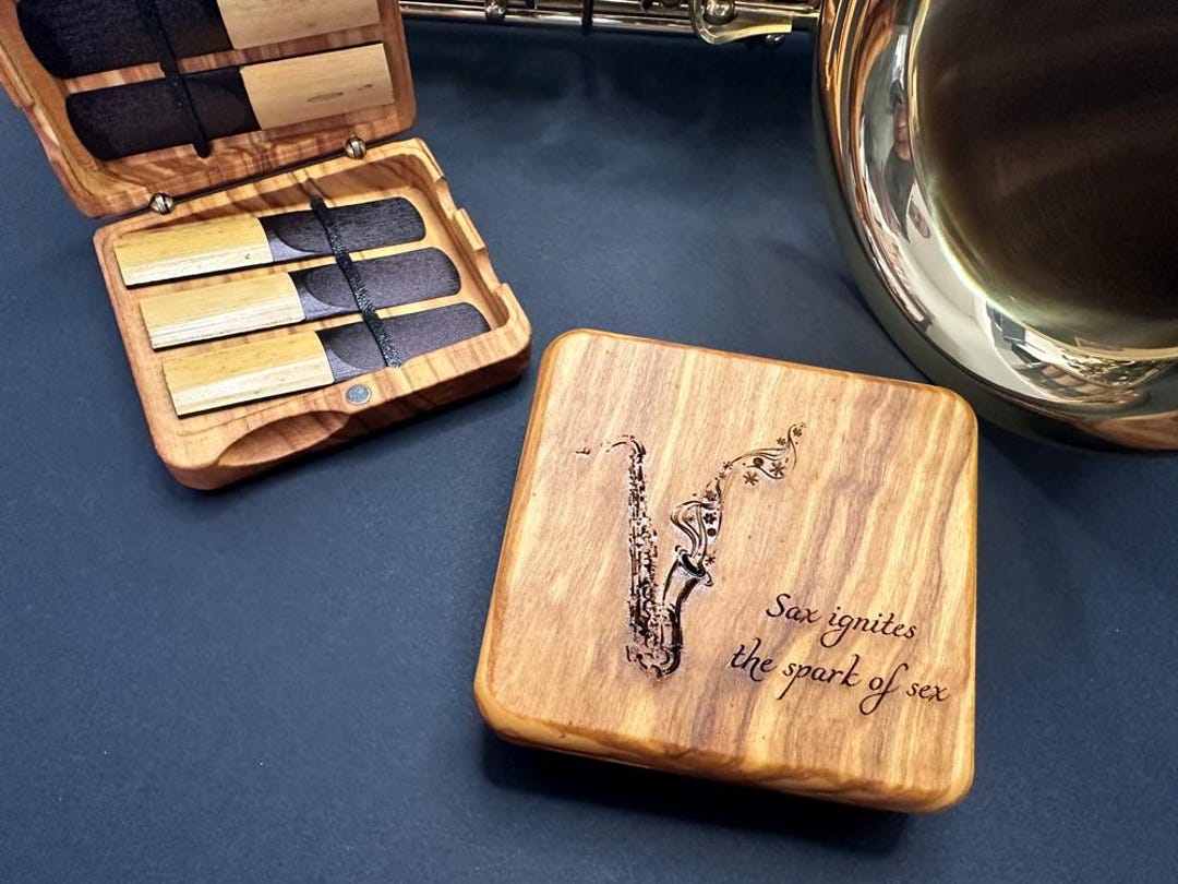 Saxophone Reed Storage Box From Olive Wood - Ideal Personalized Gift ...