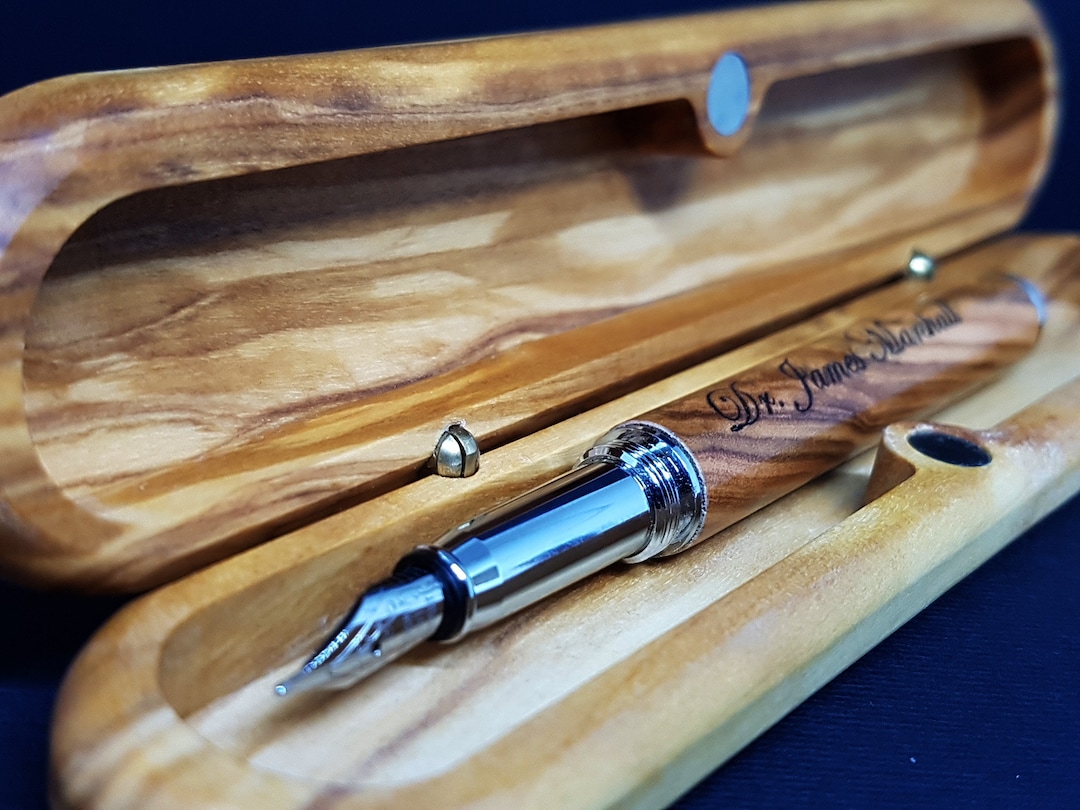 Fountain Pen, Handmade Fountain Pen From Natural Olive Wood, Engraved ...