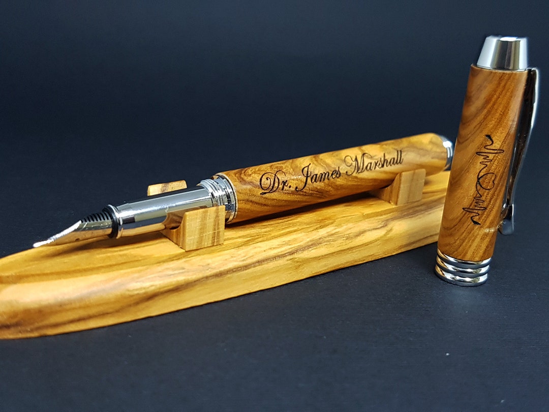Handcrafted Fountain Pen, Olivewood Fountain Pen With Base, Gifts for ...