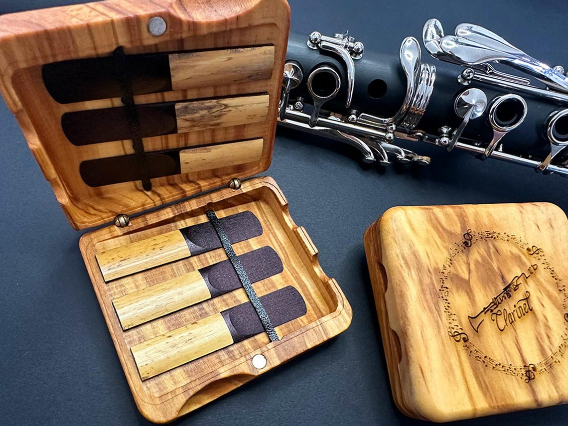 Luxury Clarinet Reed Storage Box From Olive Wood - Personalized Gift ...
