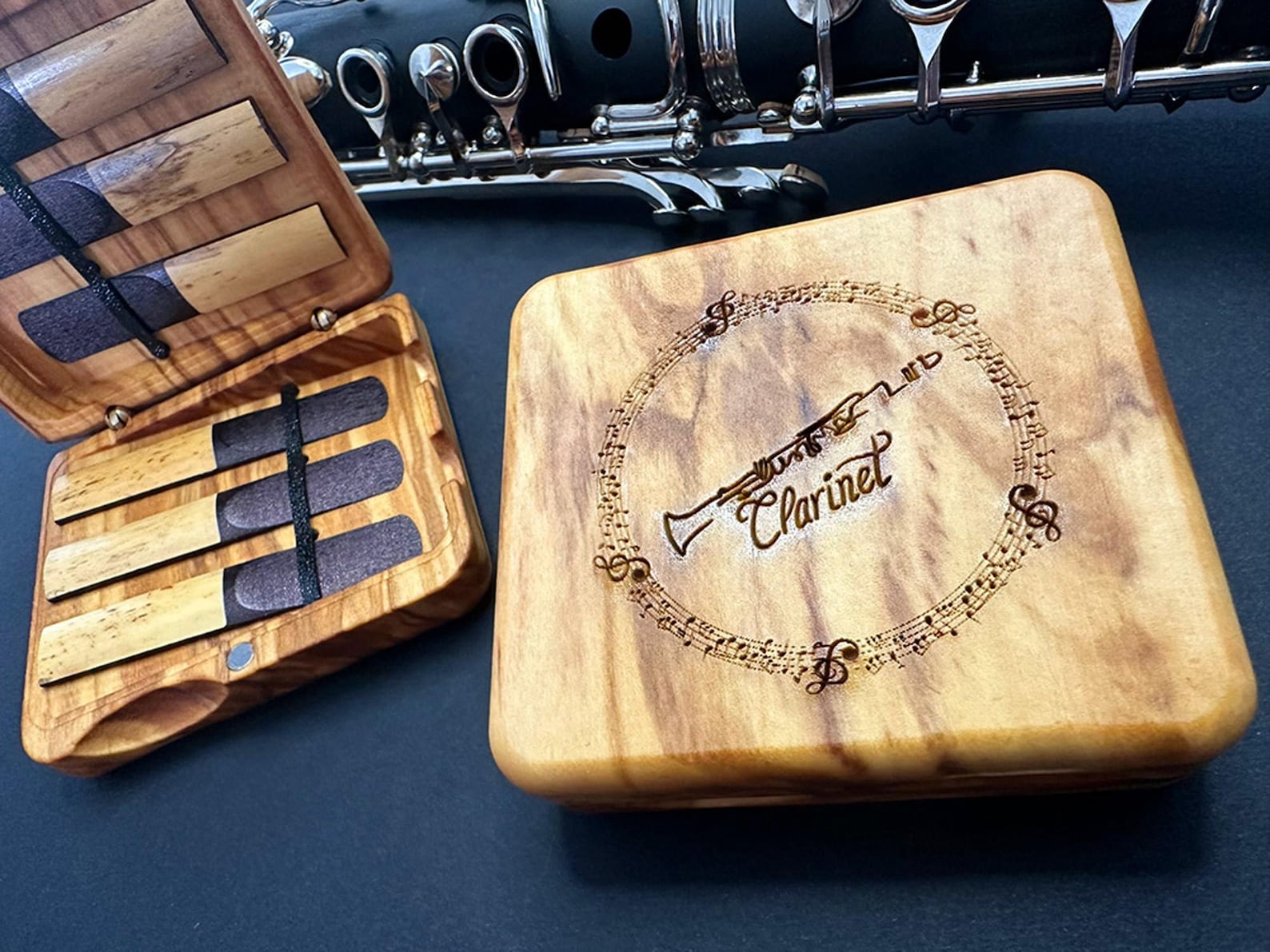 Luxury Clarinet Reed Storage Box From Olive Wood - Personalized Gift ...
