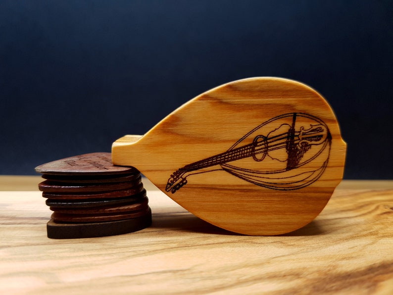 Personalized Olive Wood Mandolin Pick Holder, Handmade Plectrum - Etsy