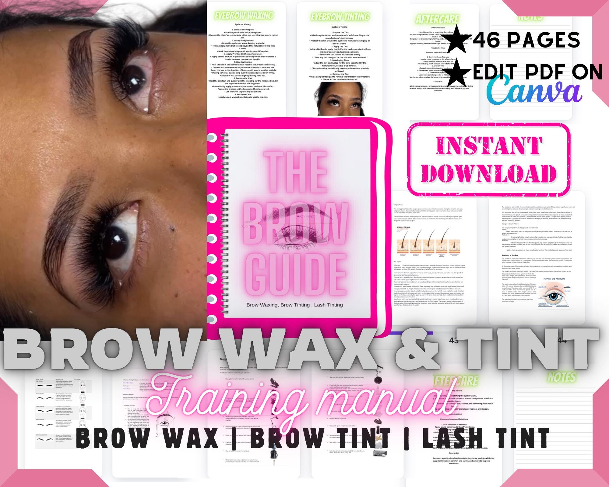 Editable Brow Guide Wax And Tint Training Manual. The Ultimate 2024