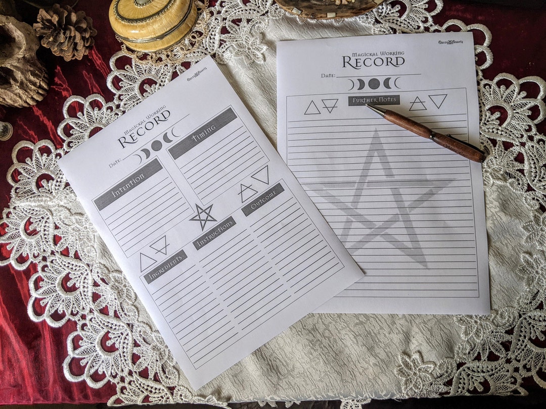 Spell Sheet, Spell and Ritual Template, Spell Record Sheet, Book of ...
