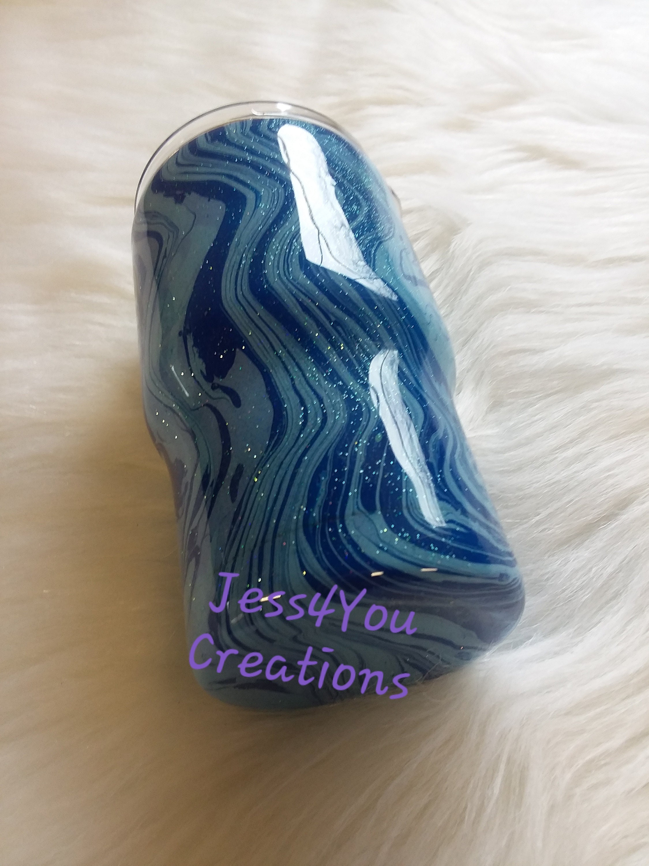 Hydro Dipped Shades of Blue Glitter 14 Oz Tumbler Hydro Dip | Etsy