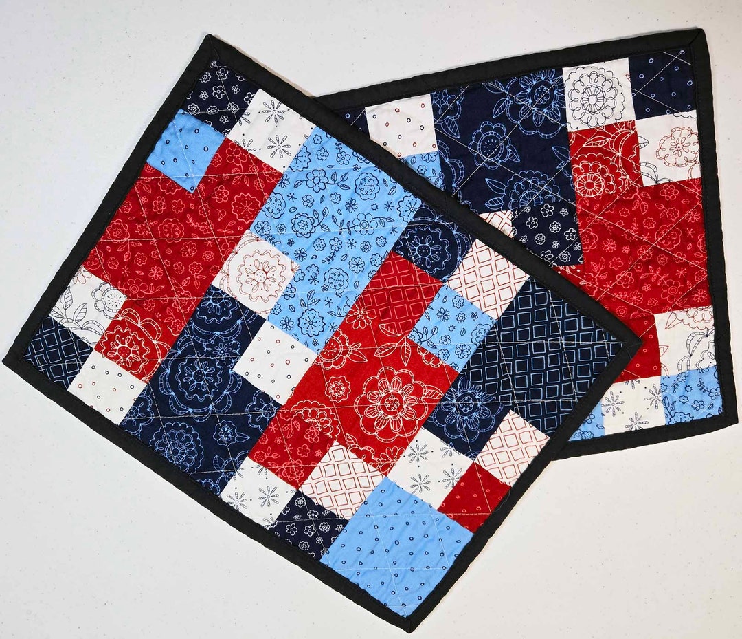 Set of 2 Quilted Patchwork Placemats - Handcrafted/handmade - Etsy