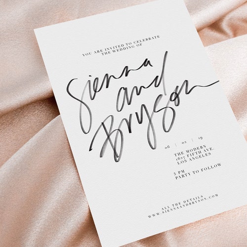 Modern Invitations Hand Lettered Invitations Letterpress - Etsy