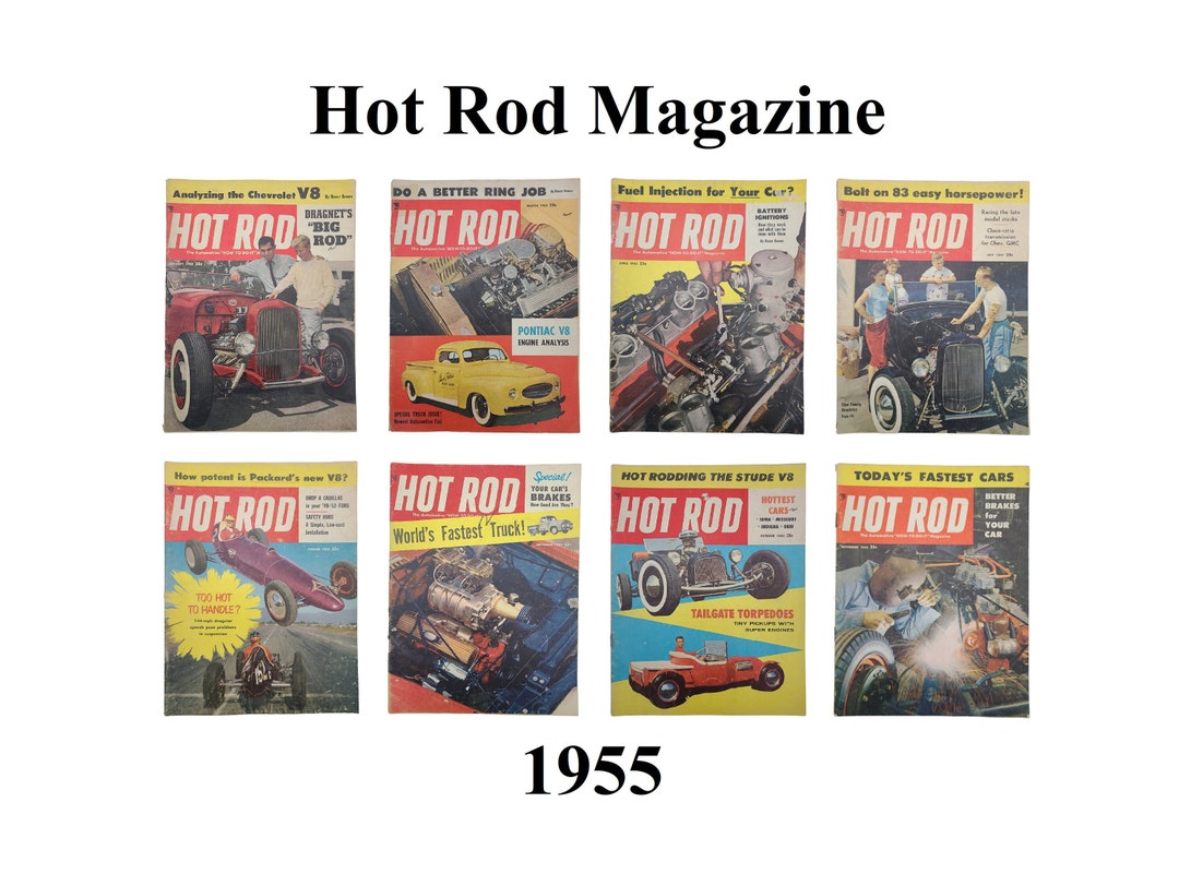 Choice of Vintage Hot Rod Magazines 1955, Classic Cars, Road Race, Dragster, Mechanic, Truck ...