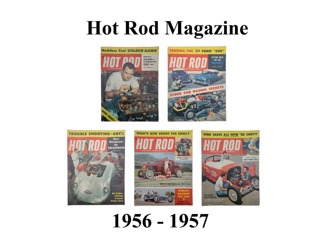 Choice of Vintage Hot Rod Magazines 1956 1957, Classic Cars, Road Race, Dragster, Mechanic ...