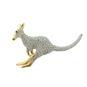 D'orlan Kangaroo Pin 22 Karat Triple Gold Plated W/swarovski Crystals ...
