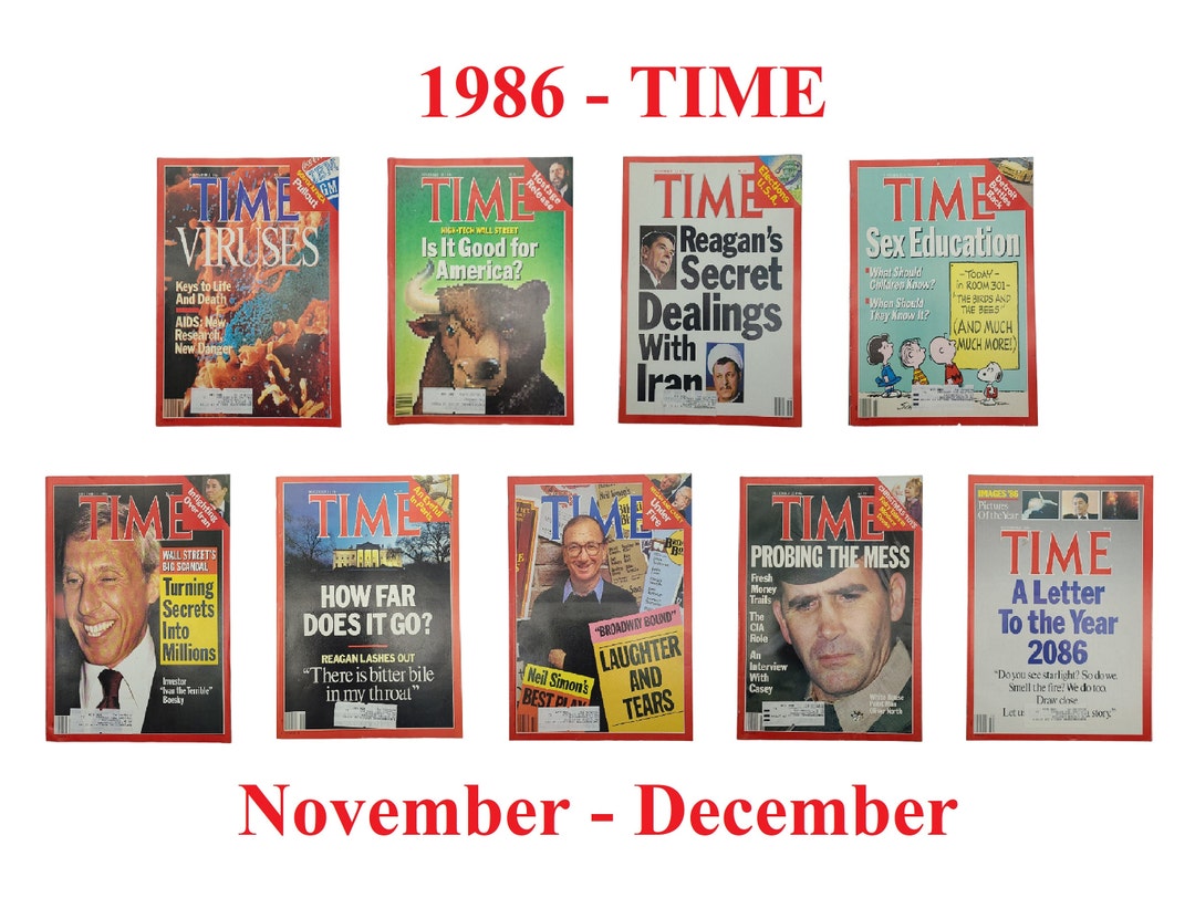 Choice of TIME Magazine 1986 Nov-dec, Viruses, AIDS, Wall Street ...