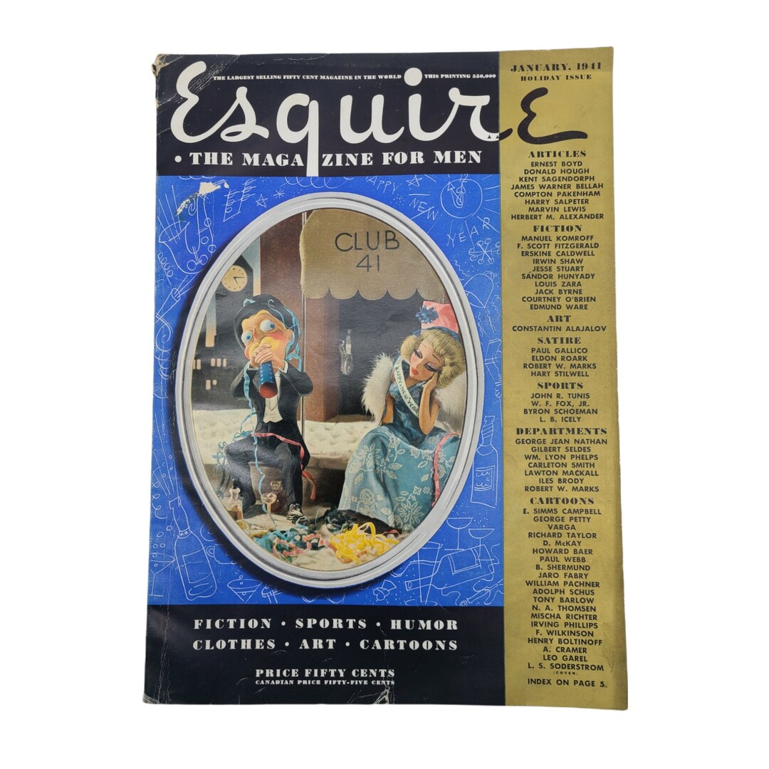 Esquire, the Magazine for Men, January 1941, Vintage Magazine ...