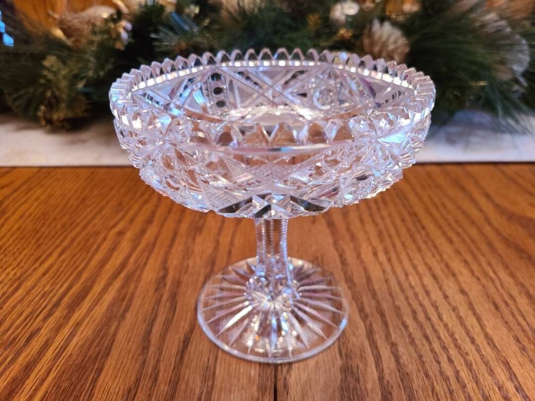 Rare Signed Roden Brothers Canadian Brilliant Cut Lead Crystal Compote ...