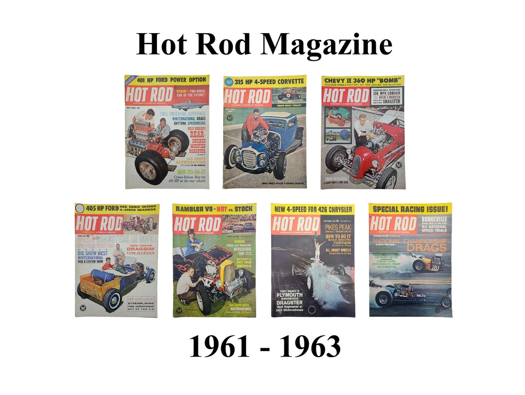 Choice of Vintage Hot Rod Magazines 1961 1963, Classic Cars, Road Race, Dragster, Mechanic ...