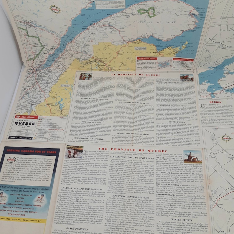 Vintage 1948 Imperial Oil Map of Quebec With Enlargements of | Etsy