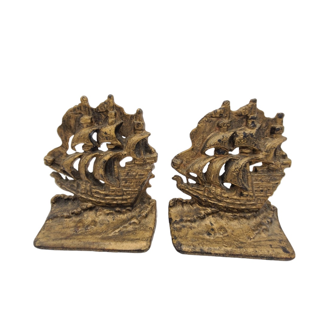 Spanish Galleon Ship Bookends Vintage Pirate Ship Bookends Cast Iron ...