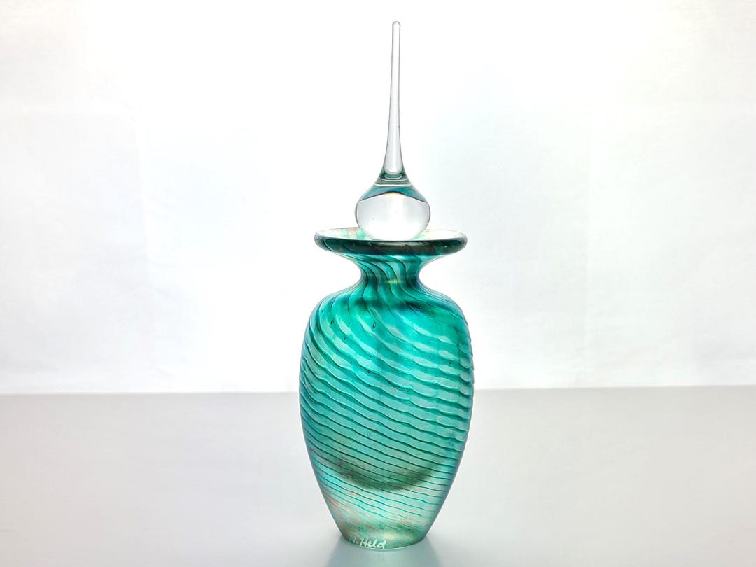 Robert Held Art Glass Perfume Bottle With Dauber Green and Faint Gold ...