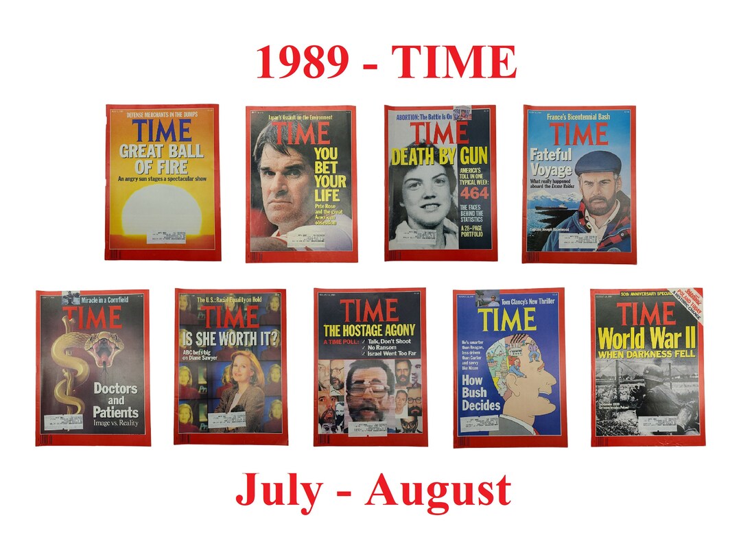 Choice of TIME Magazine 1989 Jul-aug, Sun Flare, Pete Rose, Gun ...