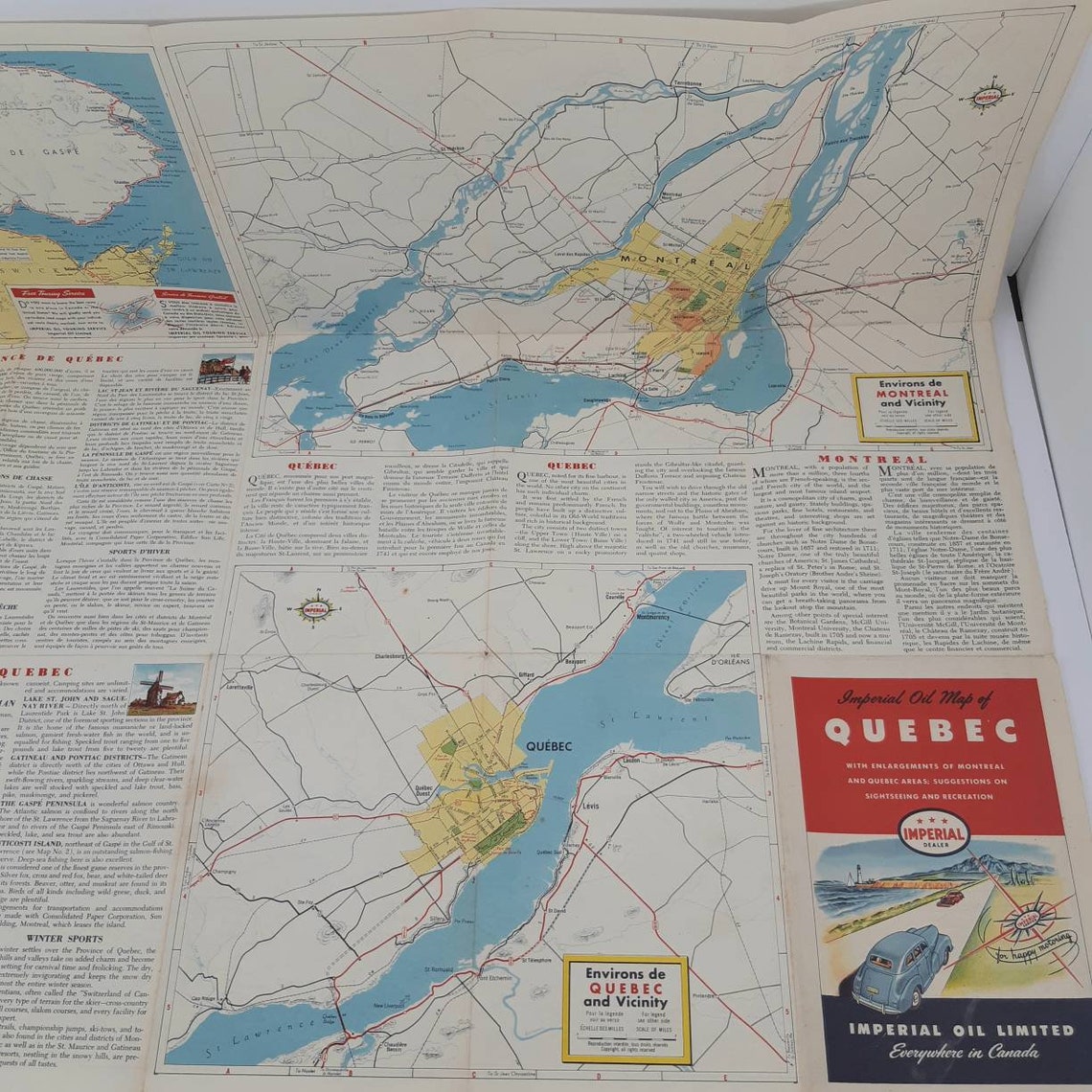 Vintage 1948 Imperial Oil Map of Quebec With Enlargements of | Etsy