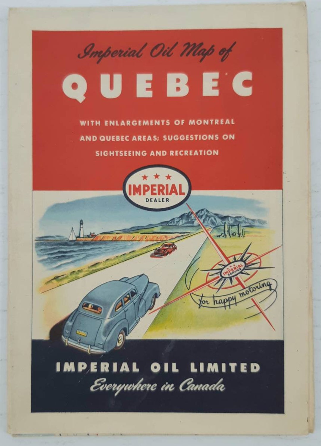 Vintage 1948 Imperial Oil Map of Quebec With Enlargements of Montreal ...