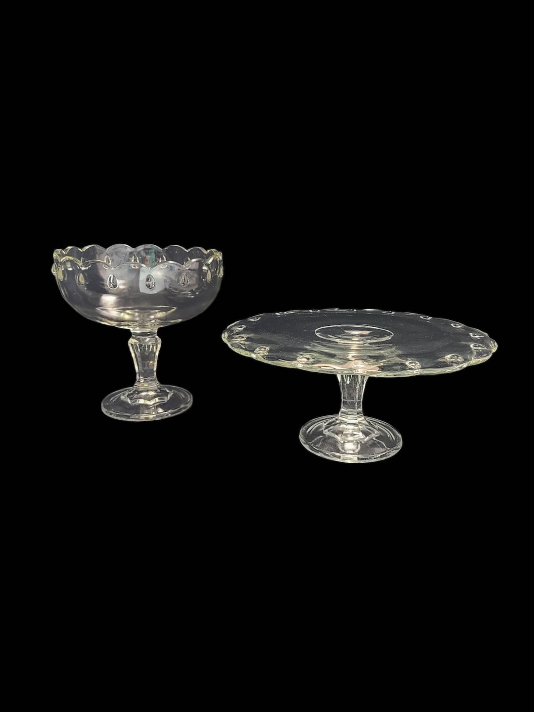 Indiana Glass Teardrop Pattern Cake Stand and Matching Compote Holiday ...