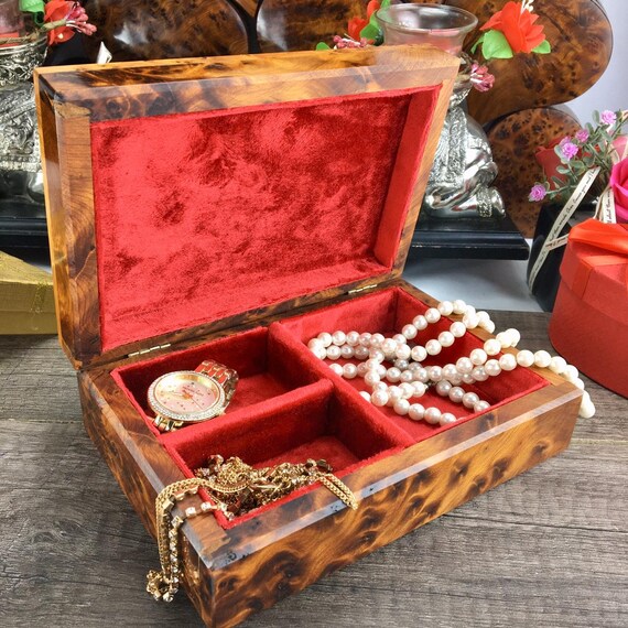 Decorative Red Velvet Interior Lined Box Mosaic Patterns Burl | Etsy