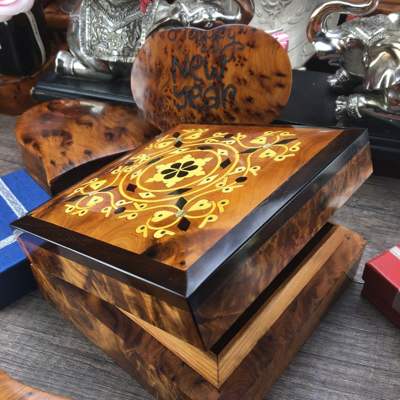 Trinket Square Shaped Thuya Wooden Box Handcrafted Jewelry - Etsy