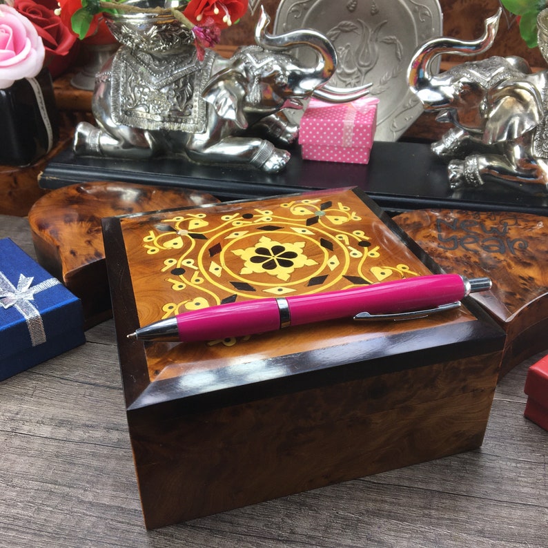 Trinket Square Shaped Thuya Wooden Box Handcrafted Jewelry - Etsy