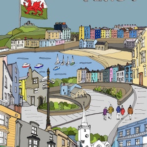 Tenby. Hand Drawn Illustration. - Etsy