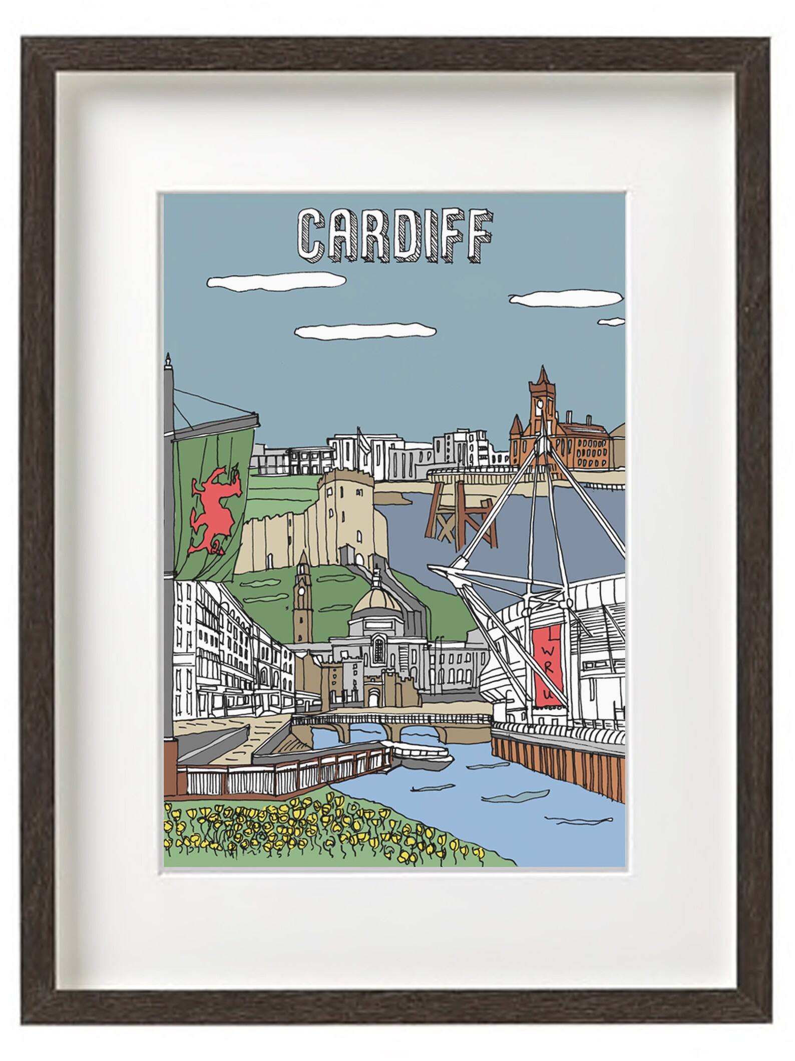Cardiff. Colour Illustration. - Etsy