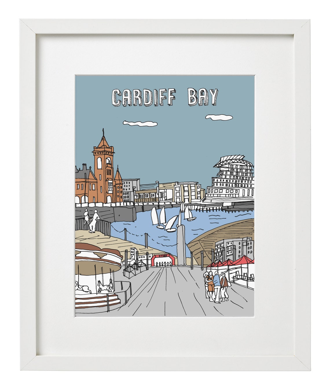 Cardiff Bay, Wales. Colour Illustration. - Etsy