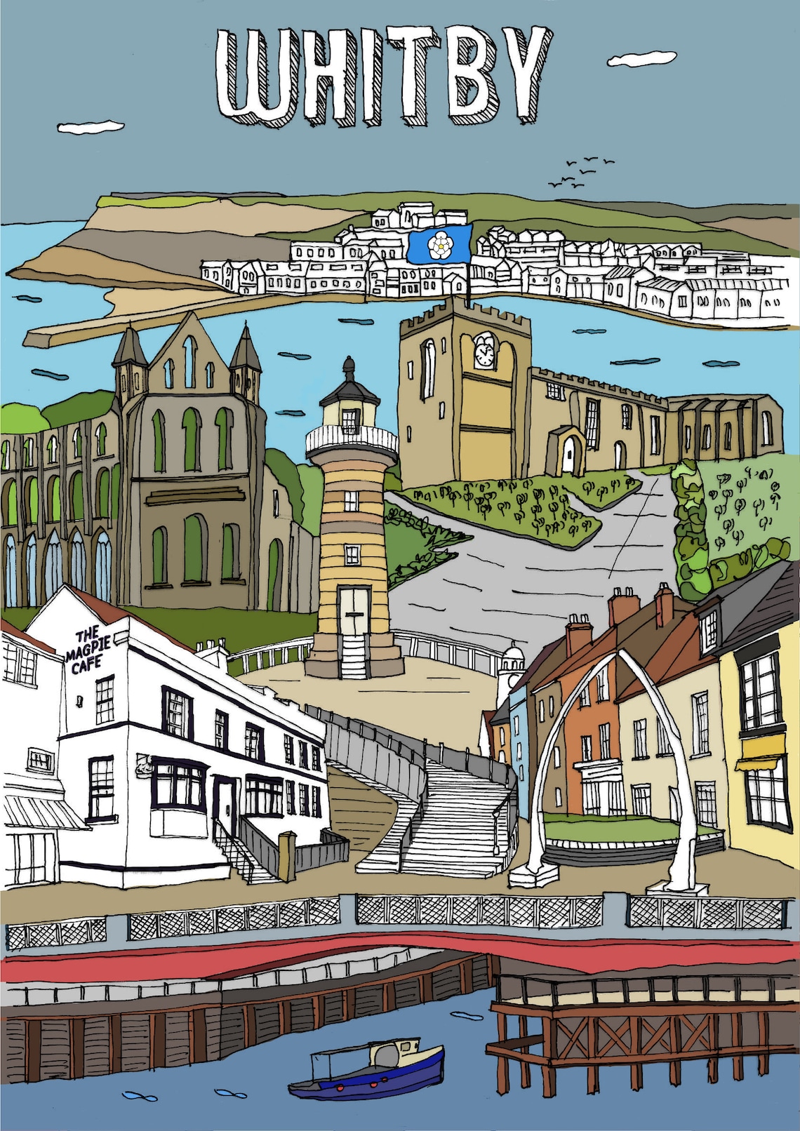 Whitby. Hand Drawn Illustration. - Etsy UK