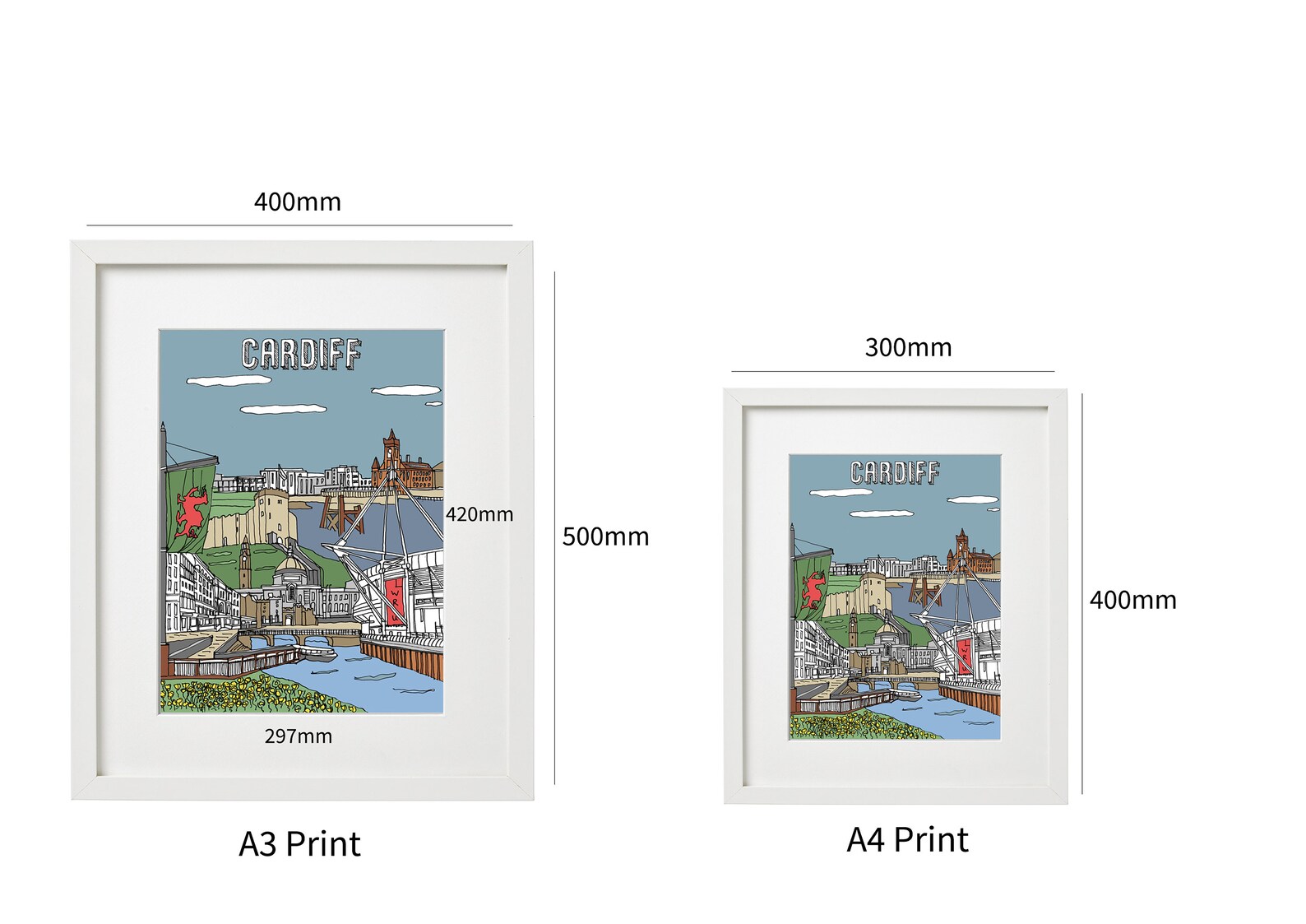 Cardiff. Colour Illustration. - Etsy