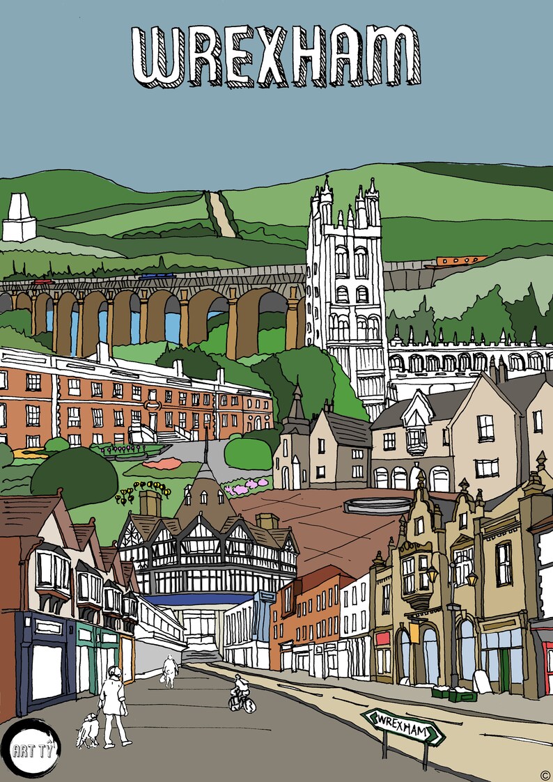 Wrexham Colour Illustration. - Etsy UK