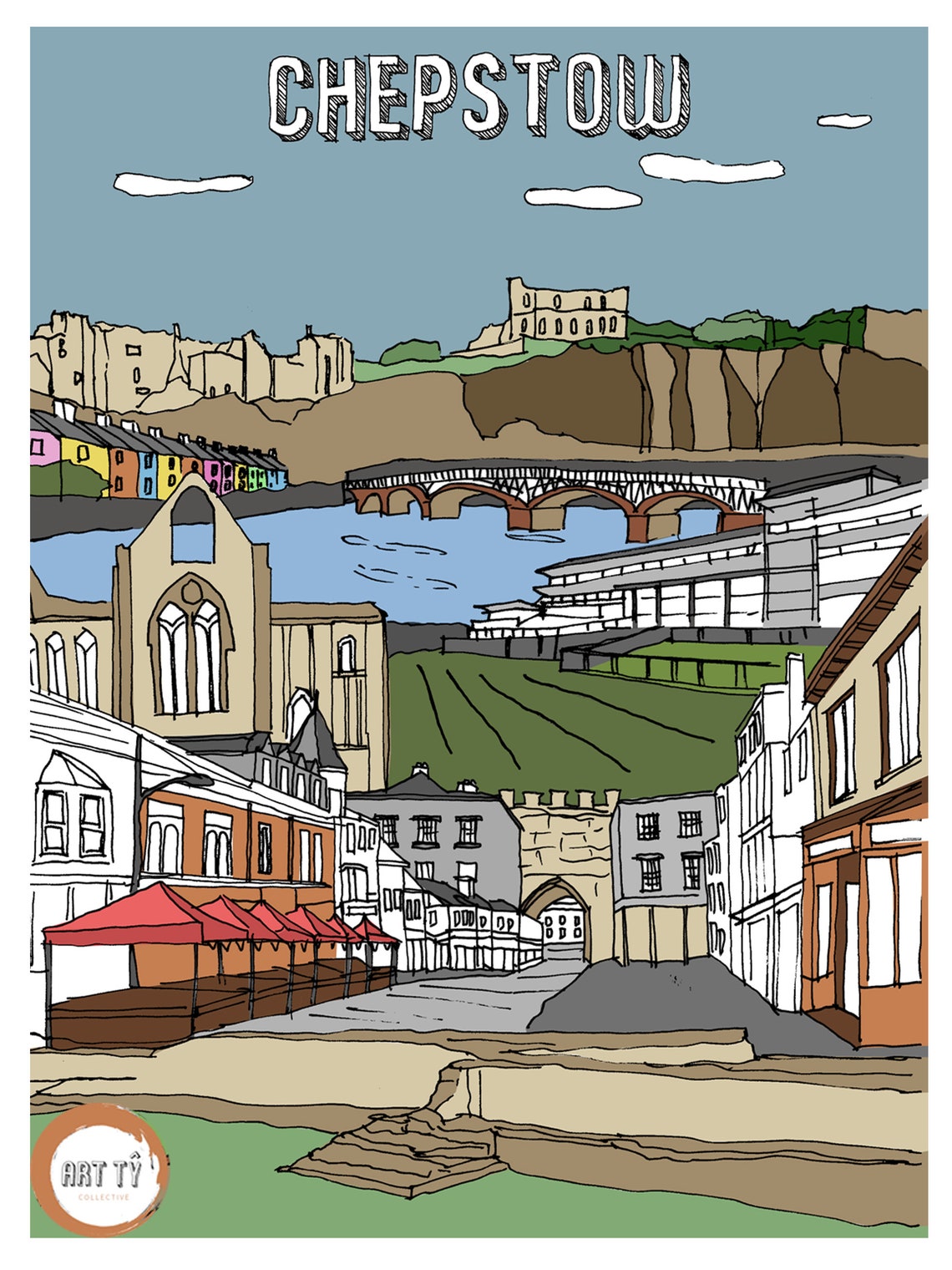 Chepstow, Wales. Colour Illustration. - Etsy