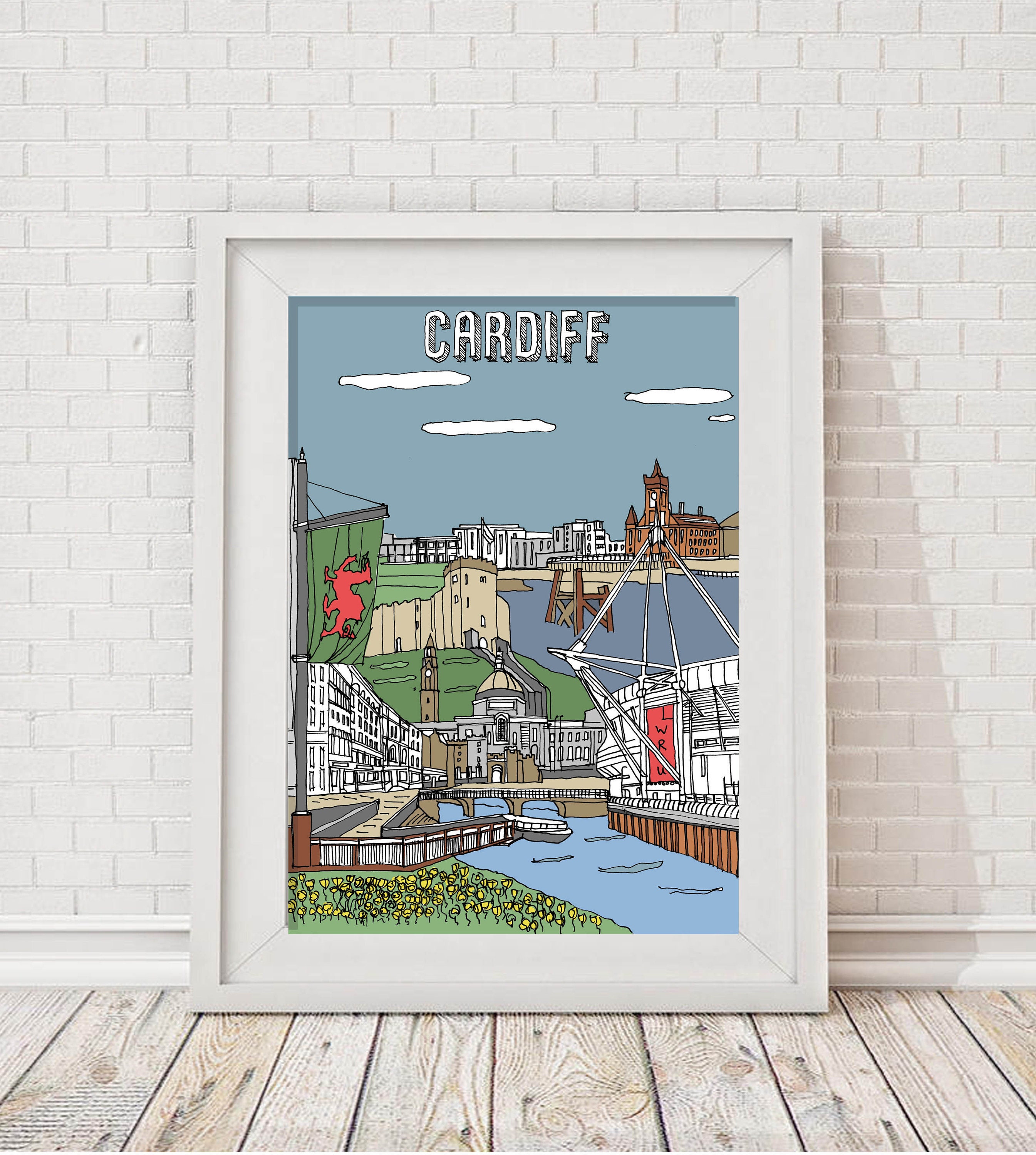 Cardiff. Colour Illustration. - Etsy UK