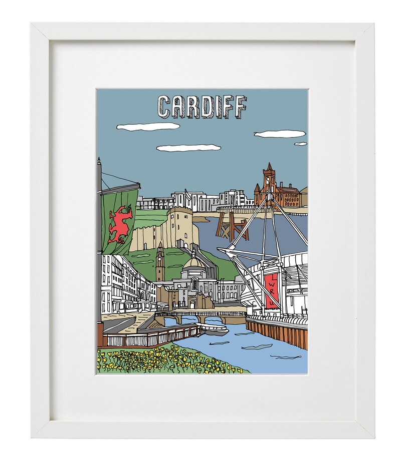 Cardiff. Colour Illustration. - Etsy