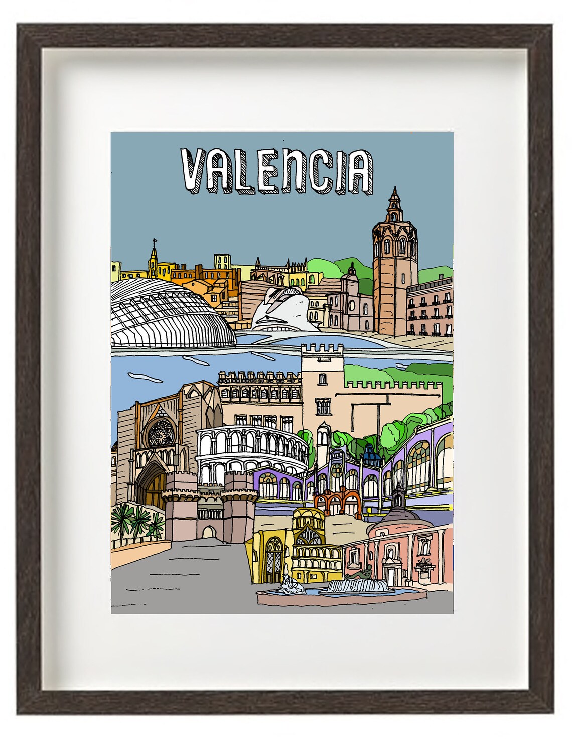 Valencia, Spain. Hand Drawn Illustration. - Etsy UK