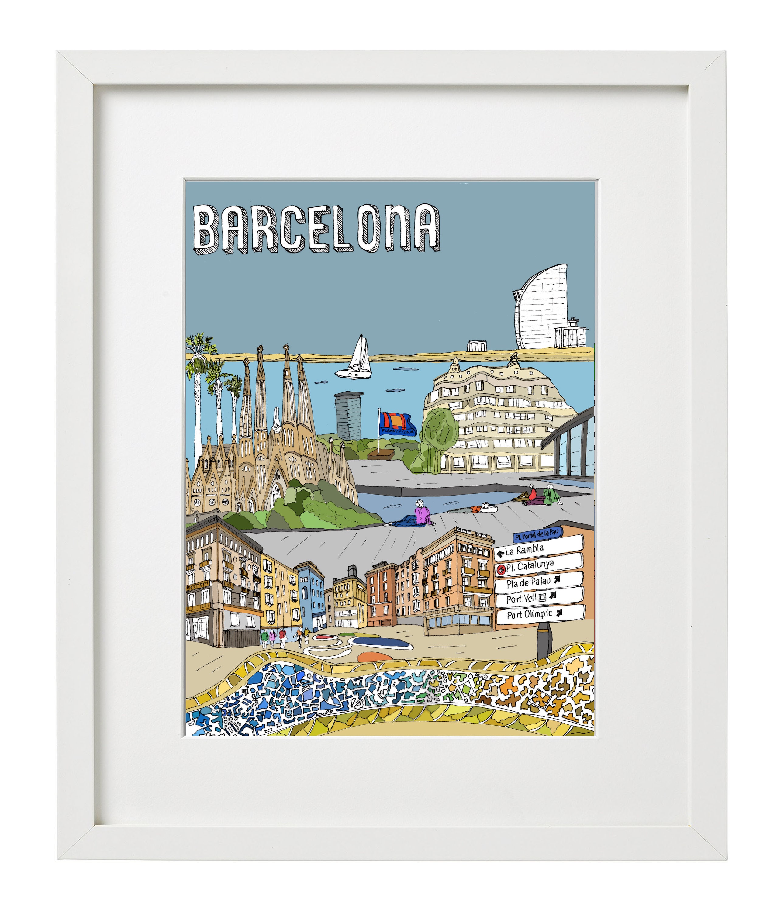 Barcelona, Hand Drawn Illustration. - Etsy